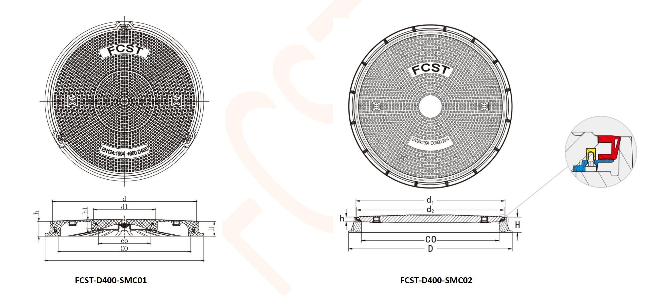 FCST-D400-SMC01 SMC Round Composite Manhole Cover & Frame Dedicated To ...